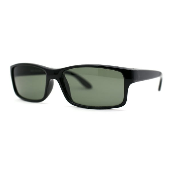 Mens Narrow Rectangle Temper Glass Lens Classic Dad Sunglasses Black ...