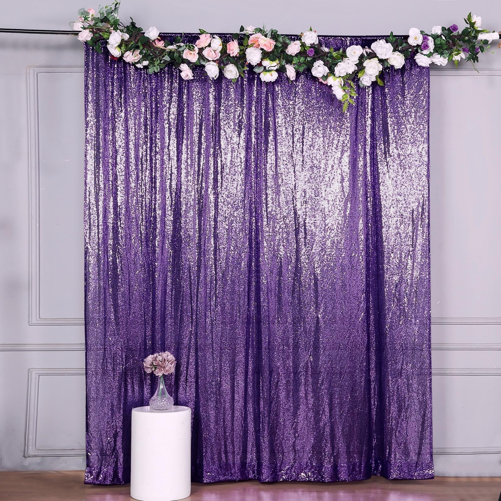 Efavormart 8ft Purple Sequin Photo Booth Backdrop Photography Backdrop ...