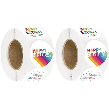 2 Rolls Happy Birthday Sealing Stickers Self- Adhesive Gift Wrapping ...