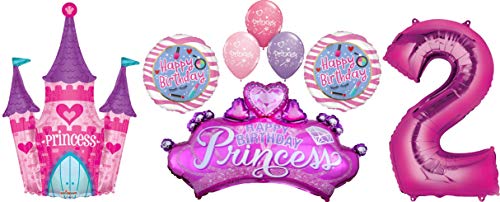 Princess Party 2nd Birthday Glamour Girl Castle and Crown Balloon ...