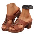 Bibifish Womens Heeled Sandals Block Heel Comfortable Perforated Metal ...