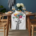 Abstract Giraffes Cotton Linen Table Runner Colored Heart Paint Red ...