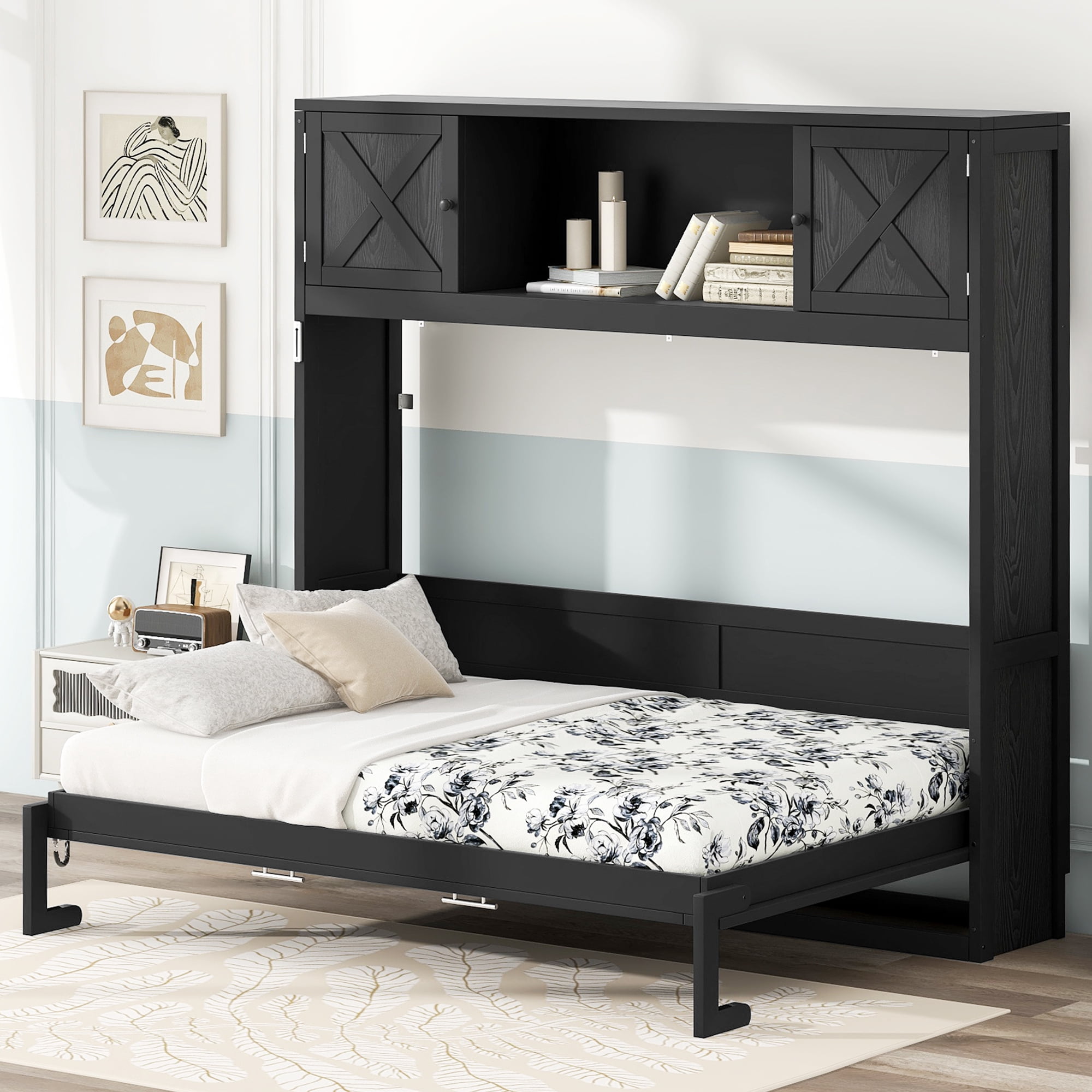 Click here for Euroco Wood Queen Size Murphy Bed With Storage Cab... prices
