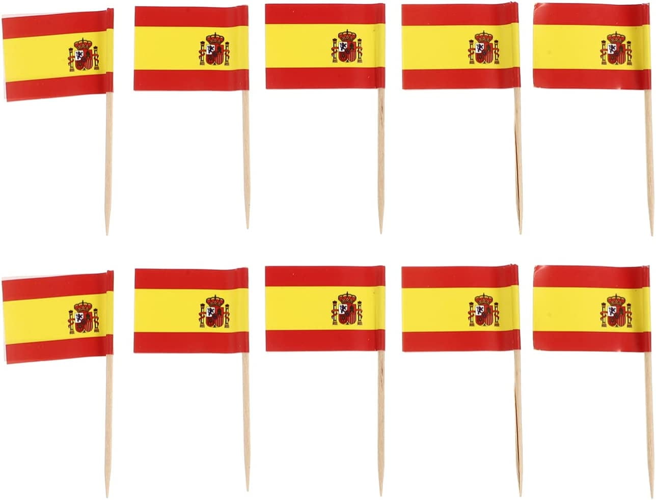 Christmas 100pcs Spain Flag Toothpicks Spanish Cupcake Topper Picks ...