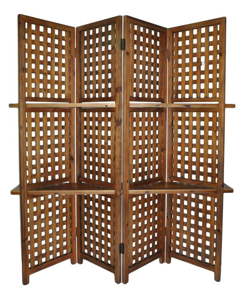 4-Panel Room Divider with 2 Shelves - Walmart.com