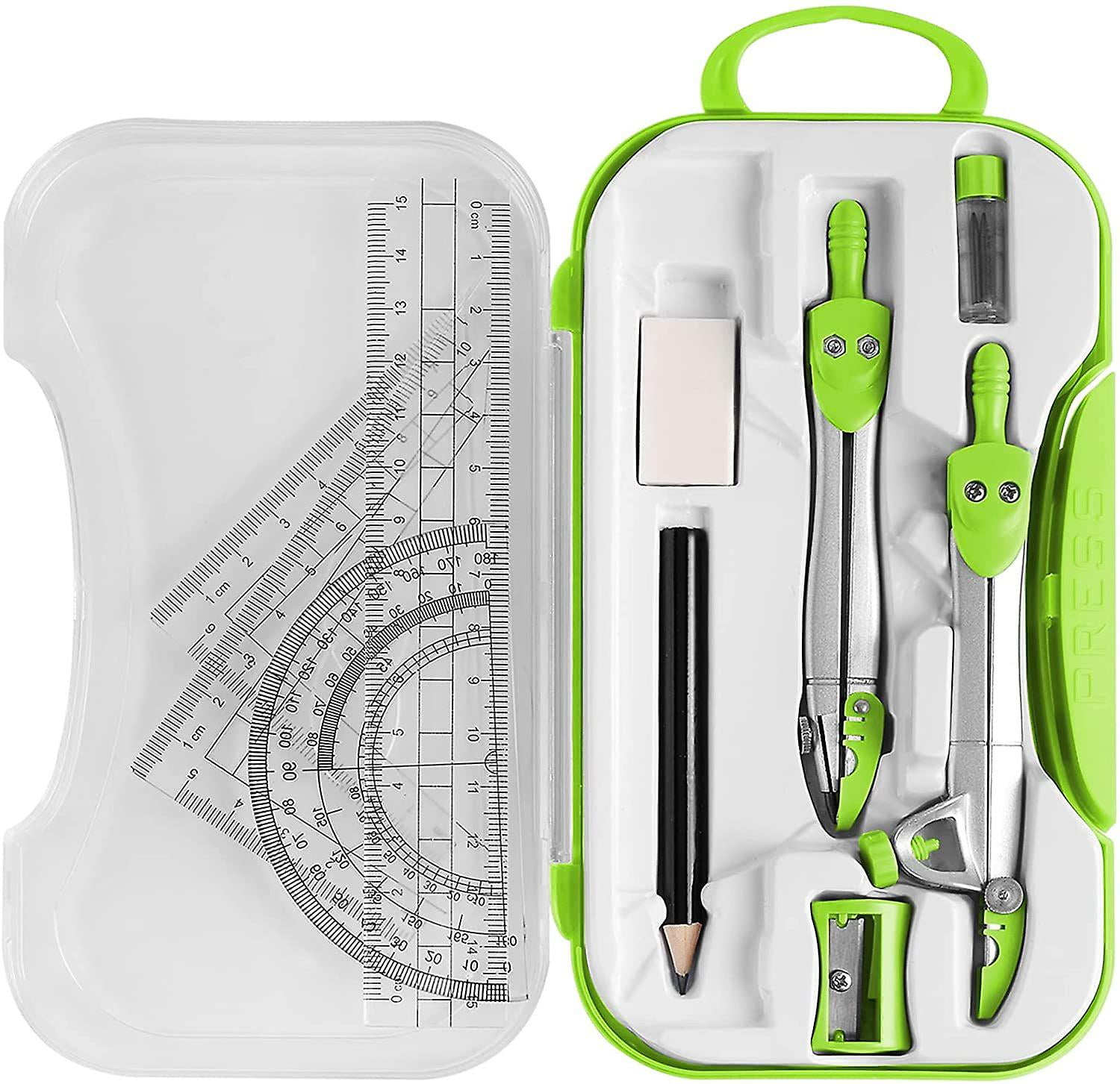 Kit de geometría matemática ZHCH transportador y compás verde | Walmart ...