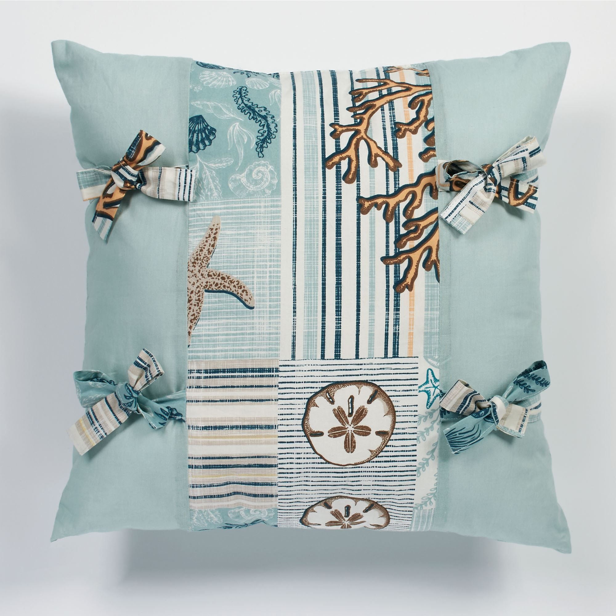 Shell Harbor Coastal Aqua Blue Pillow Tailored 18" Square - Walmart.com