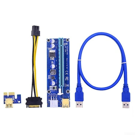 Blue VER009s PCI-E converter card pcie 1x to 16X expander 6-pin power ...