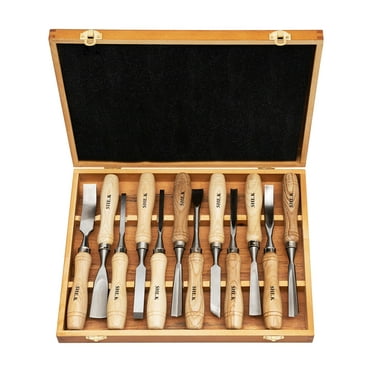 Rox Wood Wood Carving Hand Chisel Tools with Wooden Storage Case - 12 ...