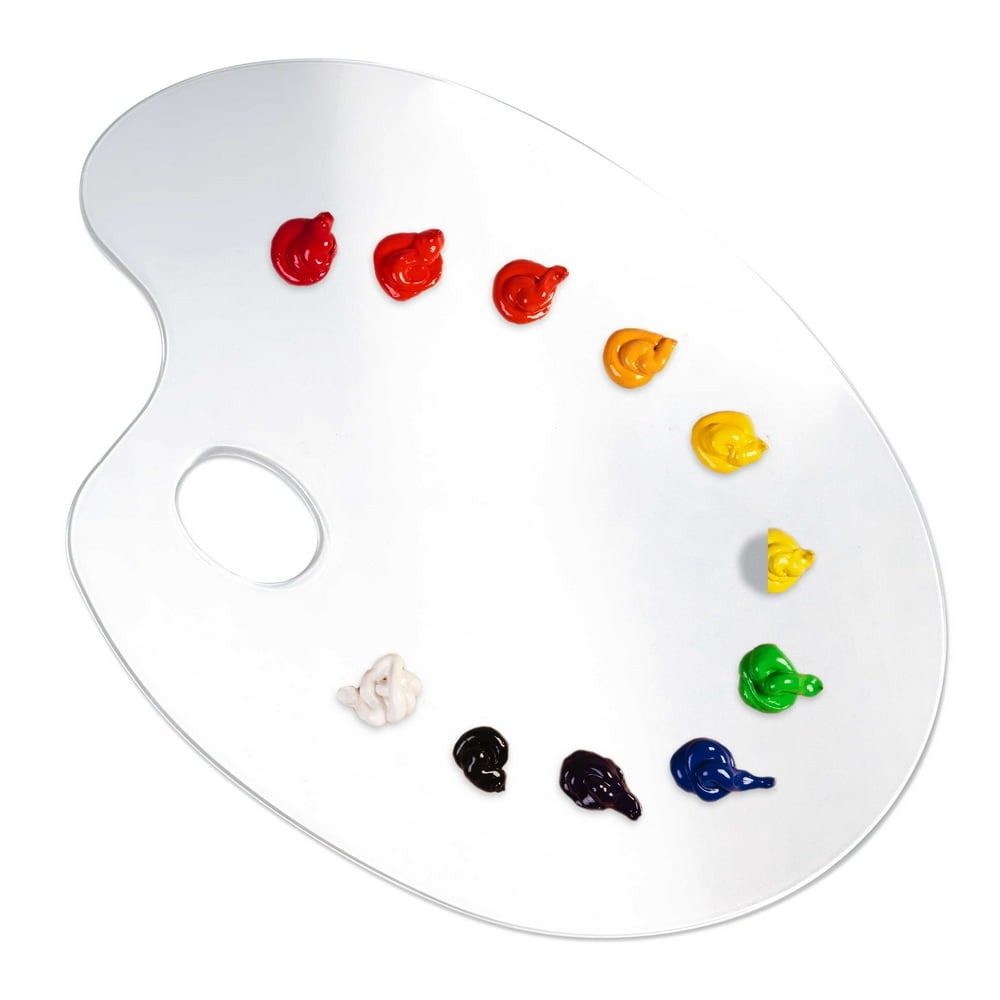 U.S. Art Supply 9.5" x 13.8" Clear Oval-Shaped Acrylic Painting Palette ...
