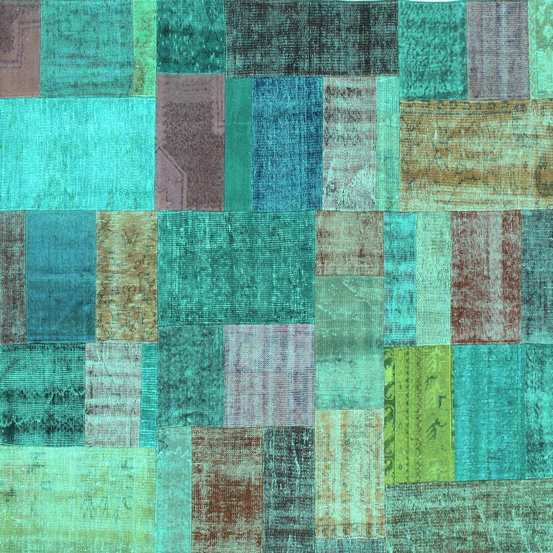 Ahgly Company Machine Washable Indoor Square Patchwork Turquoise Blue ...