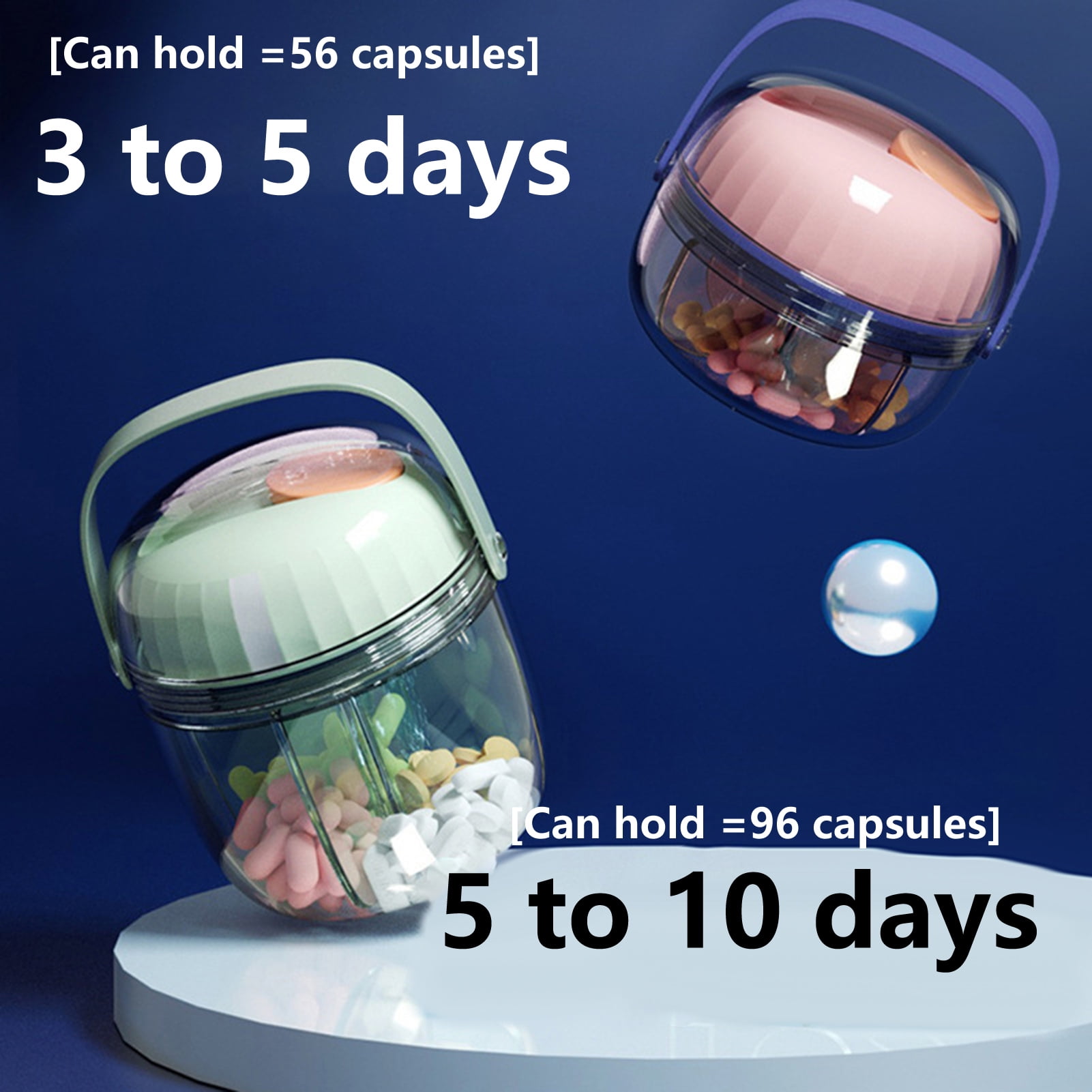 Yesbay Pill Case Good Sealing Moisture-proof Transparent Visible Mini 4 ...