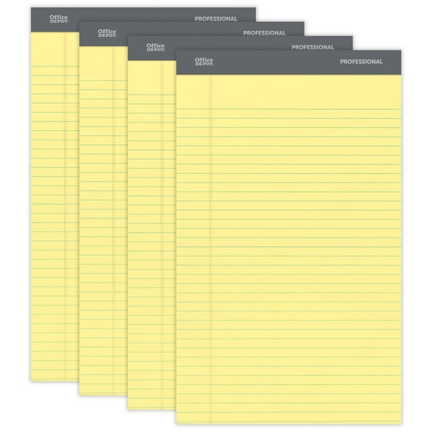 Office Depot Professional Legal Pad, 8 1/2in. x 14in., Canary, Legal ...