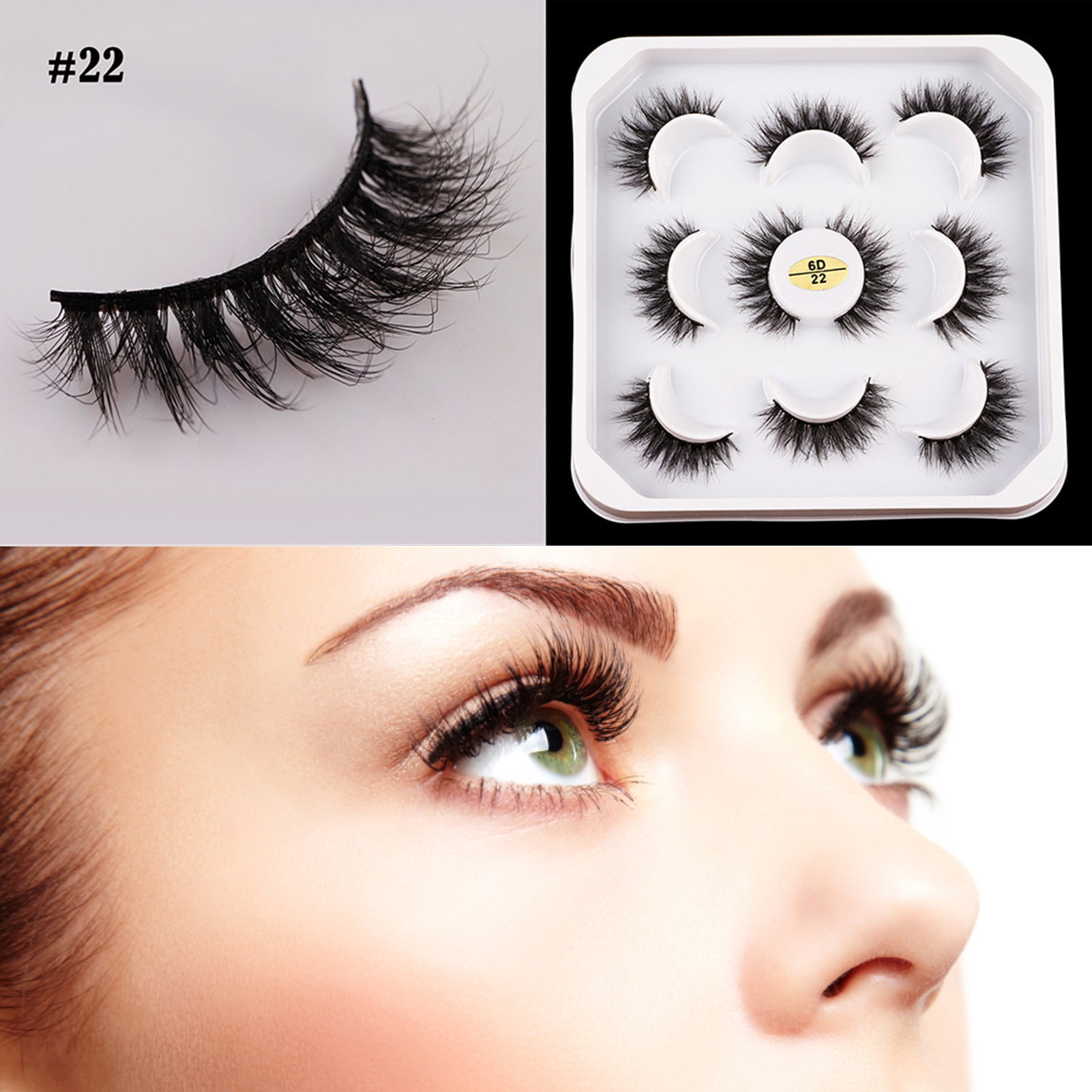 Wharick Eyelashes Lashes Pack, 5Pairs/Box False Eyelashes Messy 6D ...