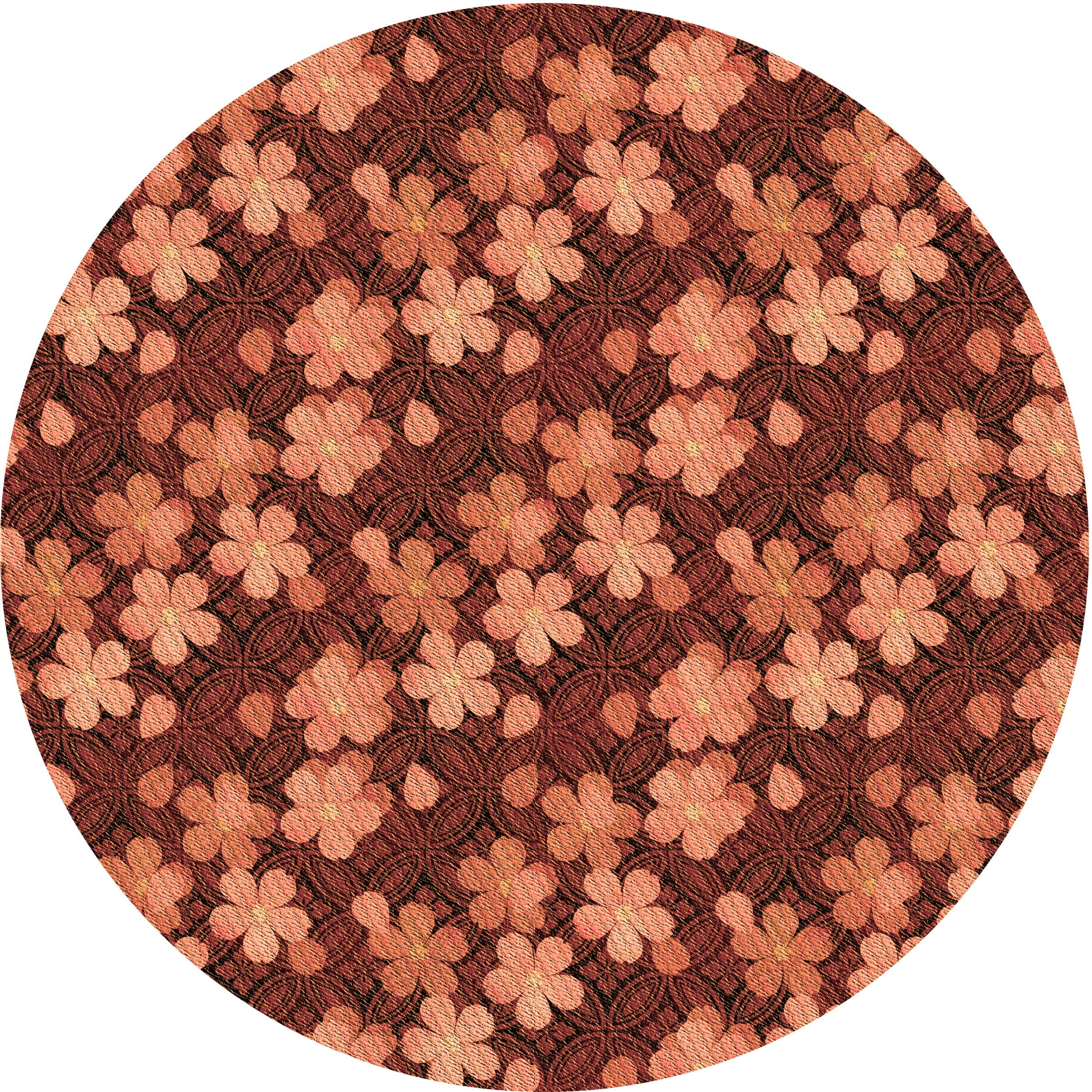Ahgly Company Indoor Round Patterned Bright Orange Area Rugs, 7' Round ...