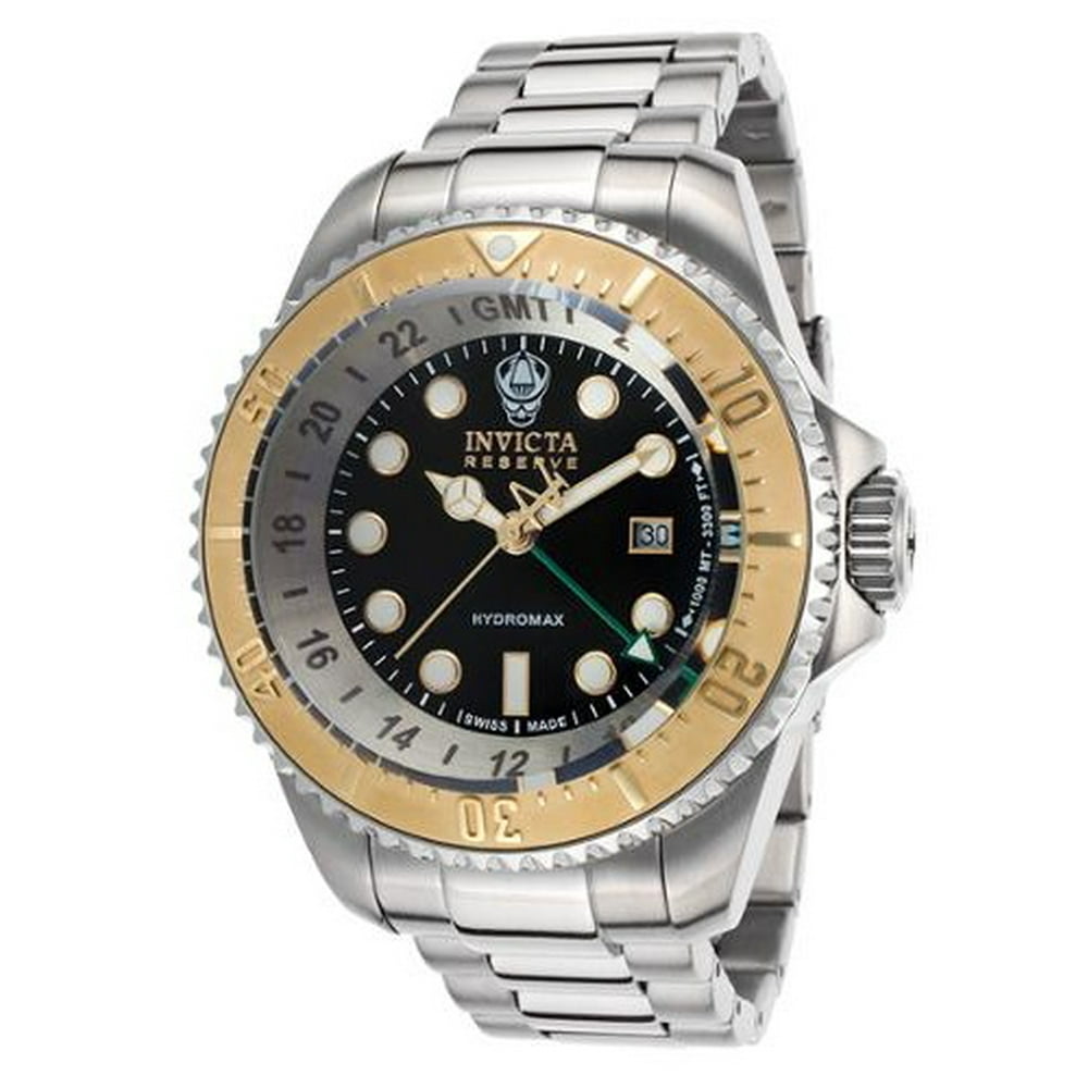 Invicta - Invicta Men's Reserve Hydromax GMT Stainless Steel Black Dial ...