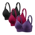 Agkizg 3 Pack Plus Size Bras for Women Push Up Solid Color Wireless ...