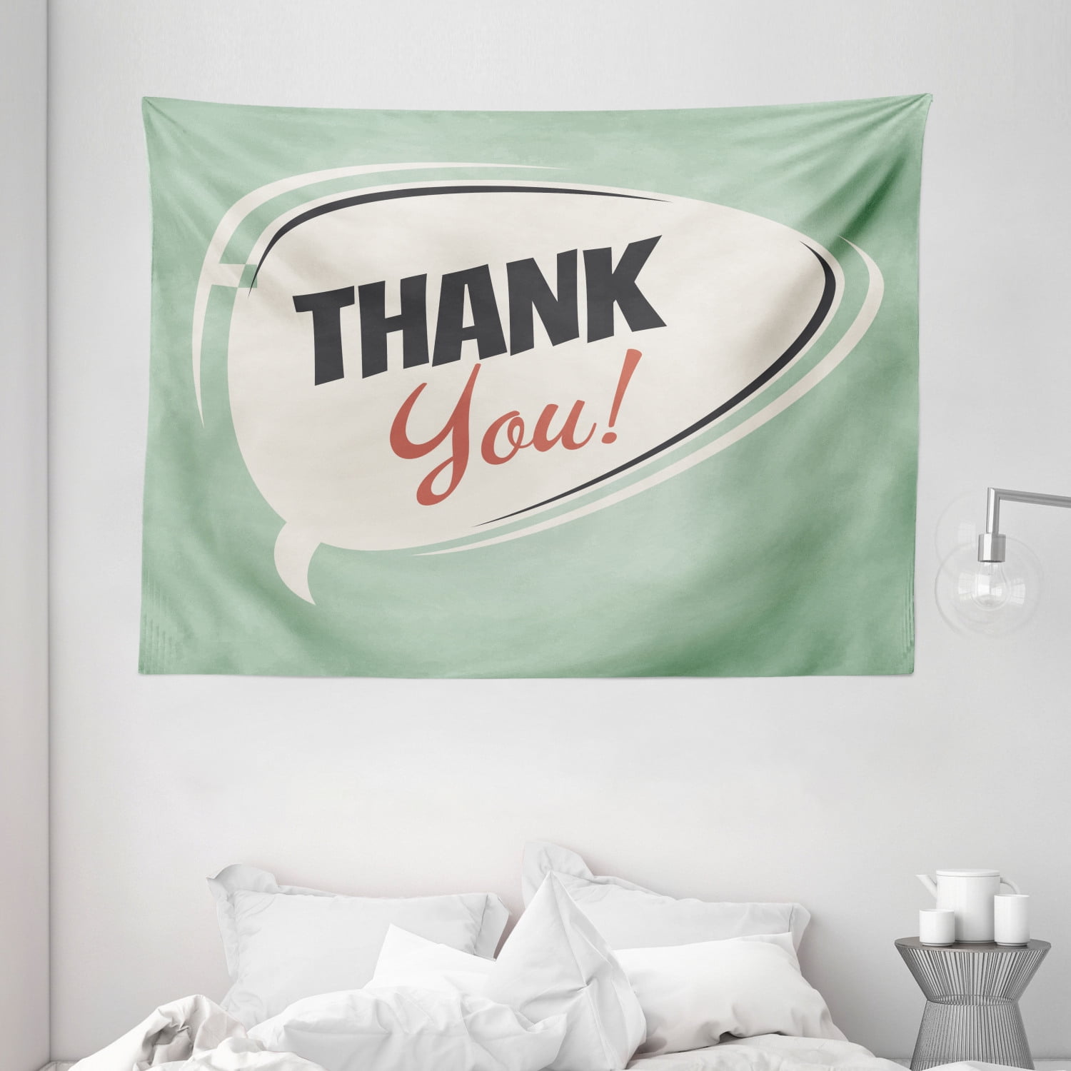 Thank You Tapestry, Lettering in Speech Bubble Retro Design Graphic ...