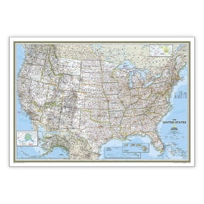 National Geographic World and United States Executive, Poster Size, Map ...