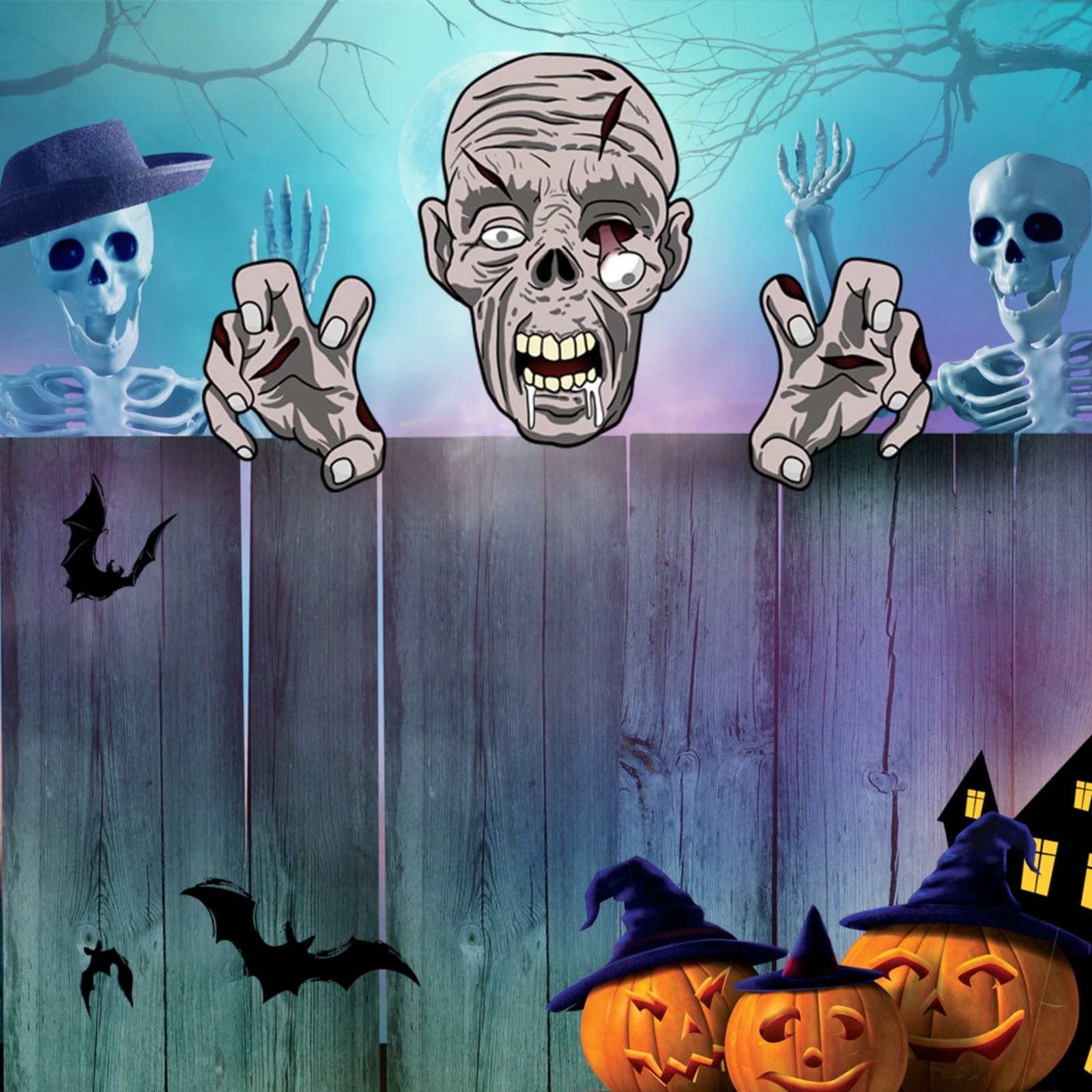Click here for Bker 3 Pieces Halloween Fence Peeker Decoration Ha... prices