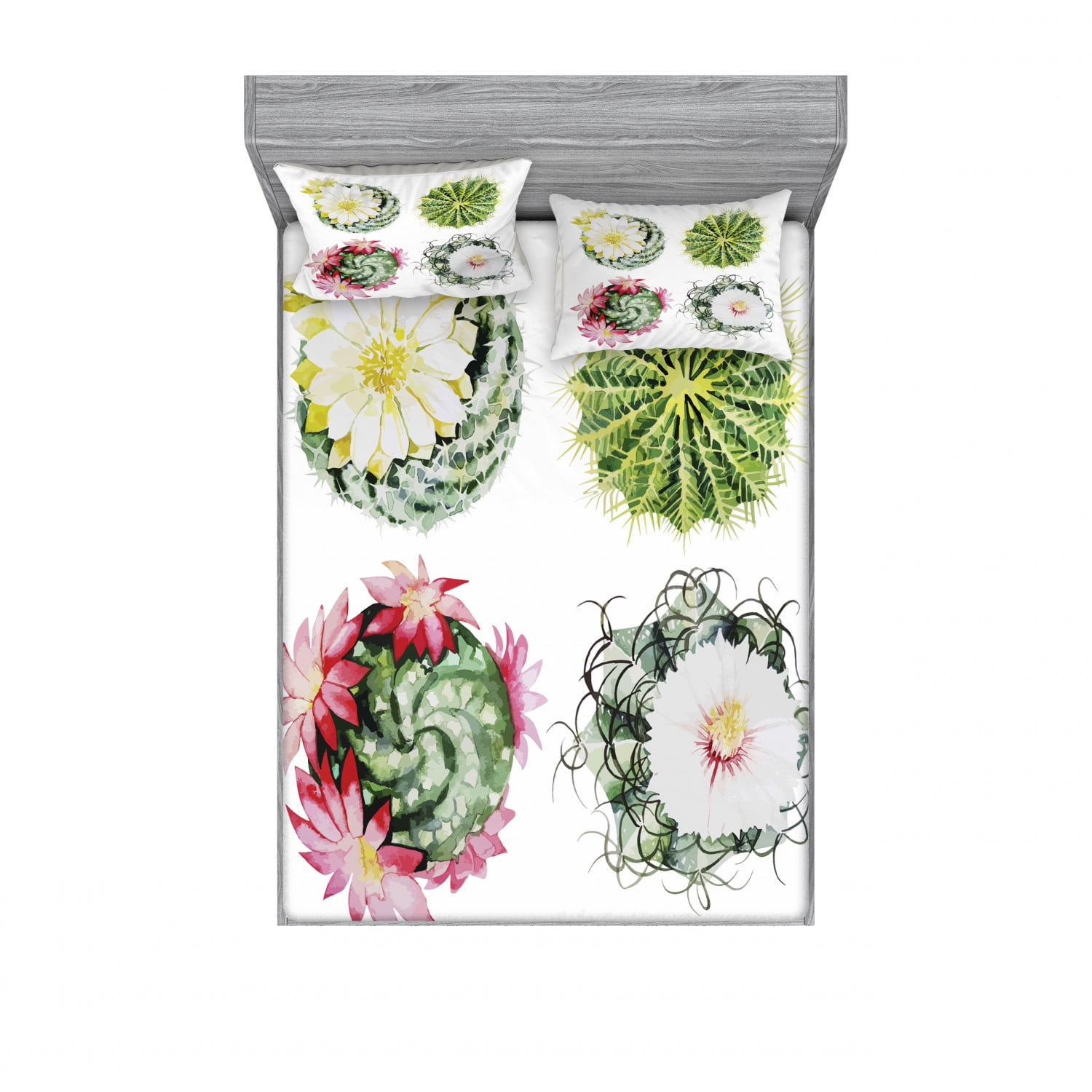 Cactus Bedding Set with Sheet & Covers, Retro Mexican Hot Desert Cactus ...