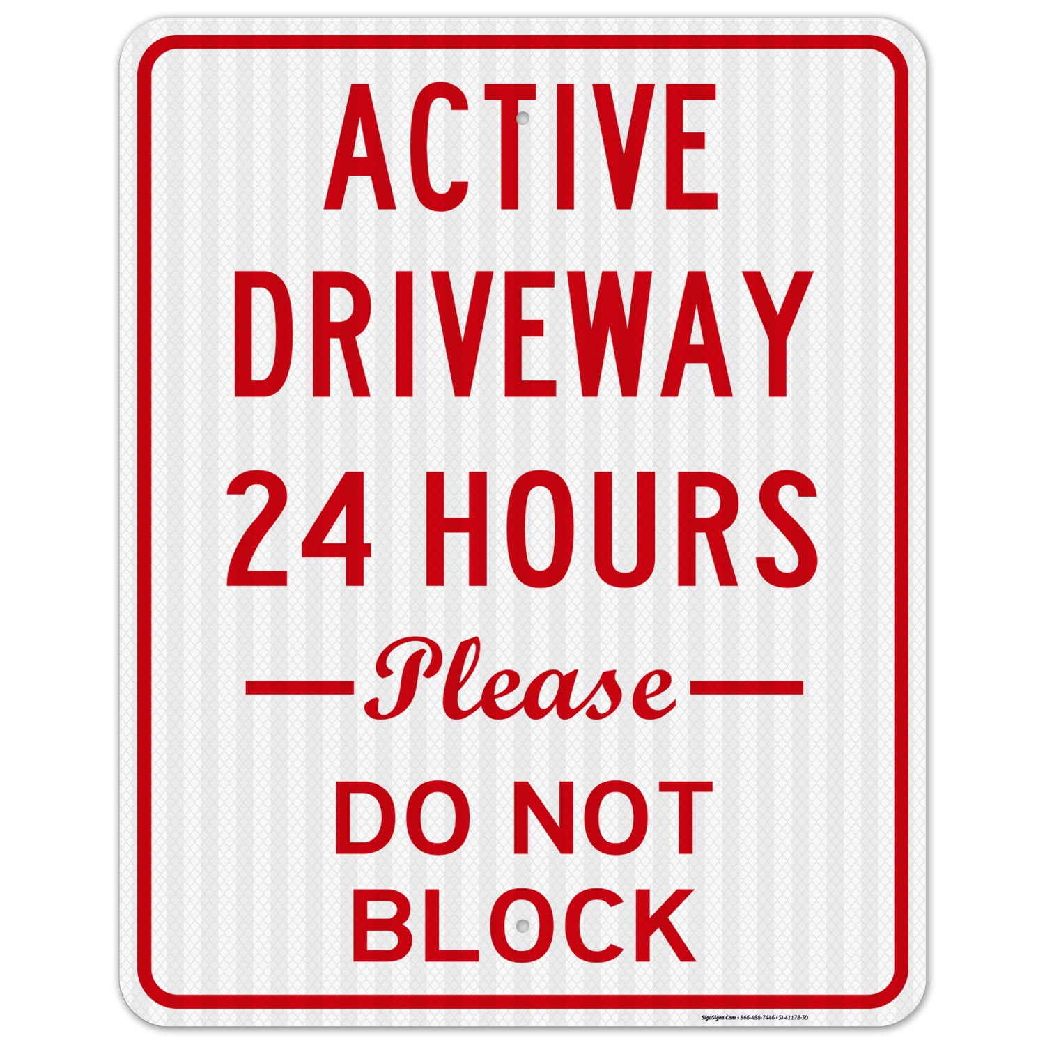 No Parking Active Driveway 24 Hours Please Don't Block Sign, - Walmart.com