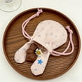 Cute R-abbit Ear Floral Drawstring Storage Bag Outdoor Portable Small ...