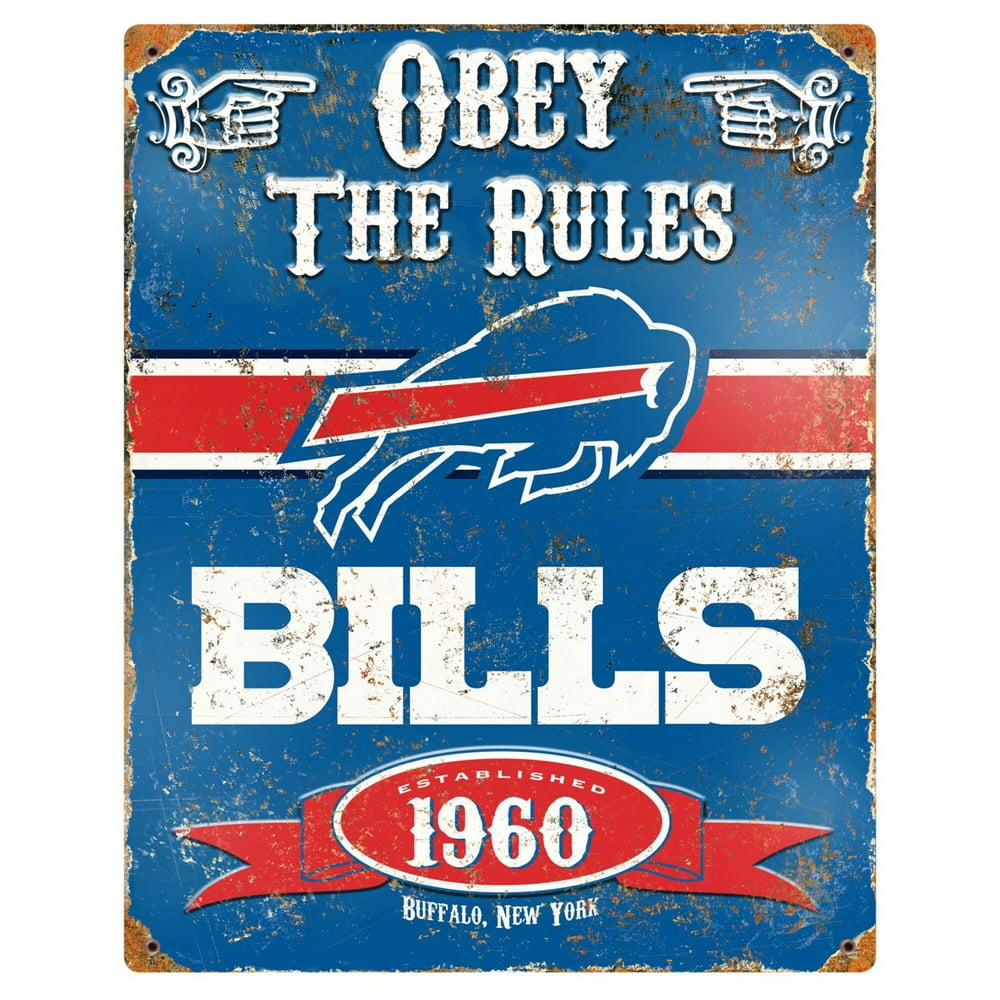 Buffalo Bills 14.5'' x 11.5'' Embossed Metal Sign - Walmart.com ...