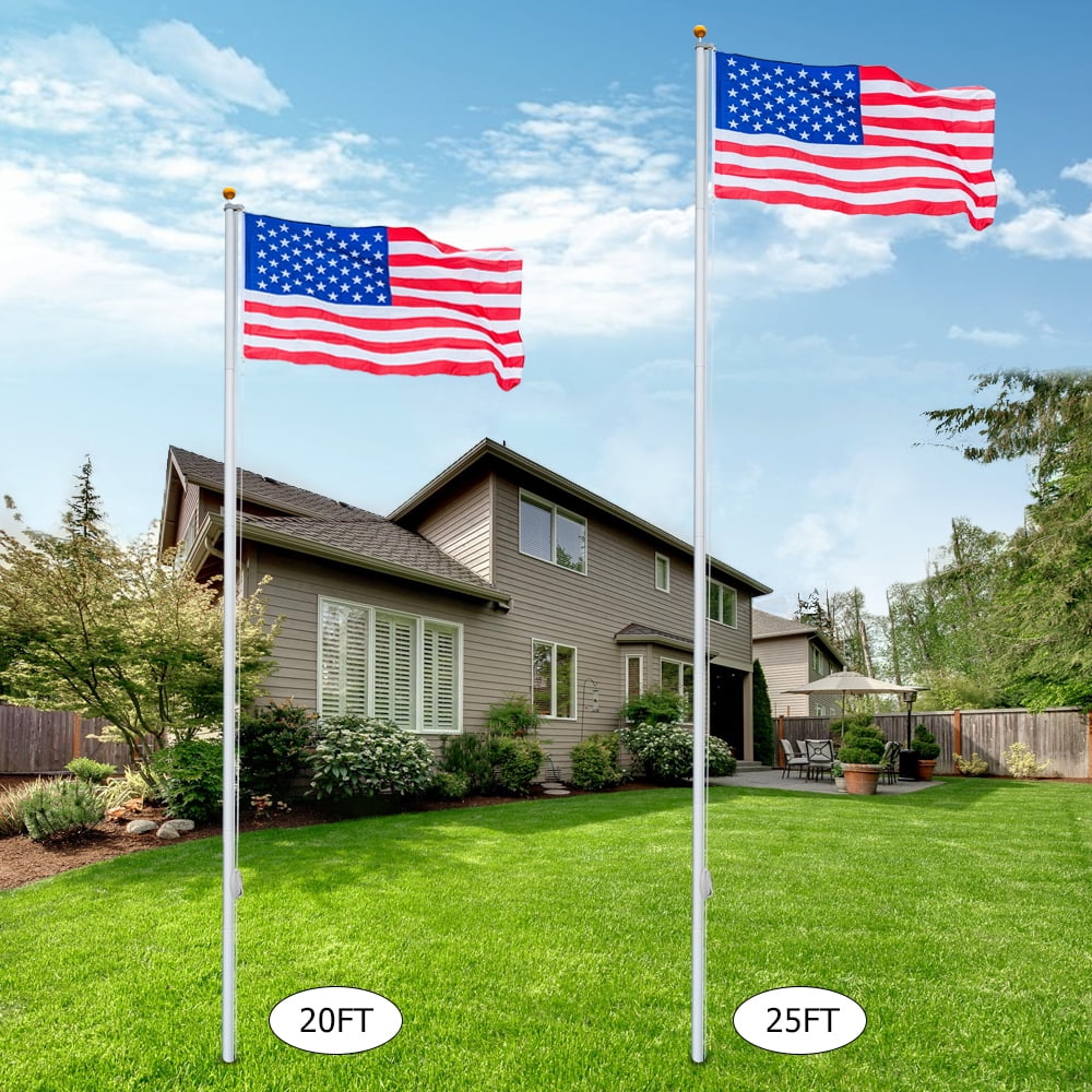 Pabby Yard 20' 2Pcs US Flag for Outdoor, American Flag with Aluminum ...