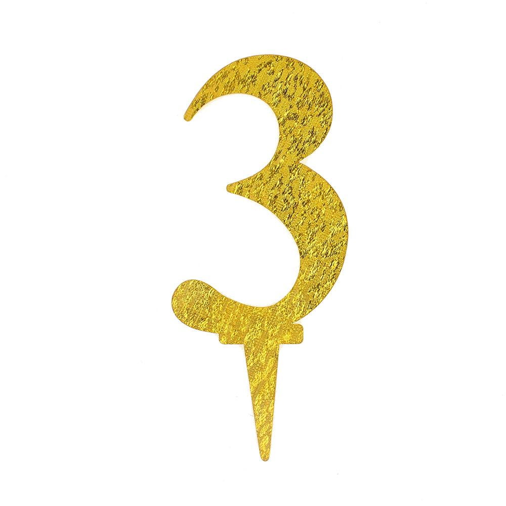 Number 3 Acrylic Cake Topper, Gold, 6-1/2-Inch - Walmart.com