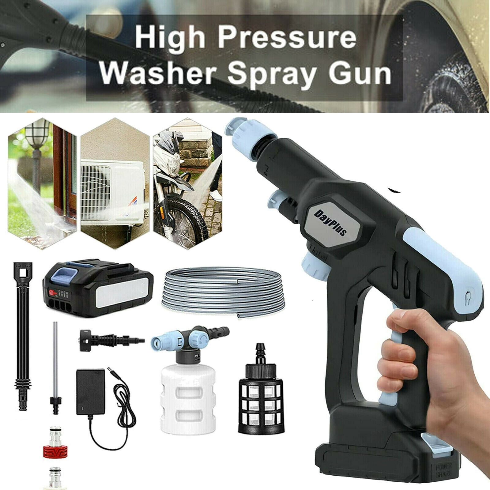 Buy Dayplus Electric Cordless High Pressure Washer Water Car High Power ...