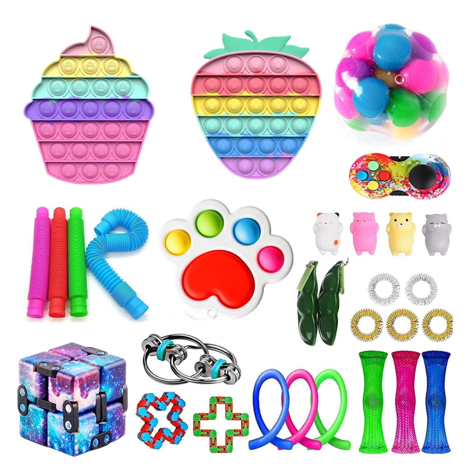 30PCS Fidget Toy Pack, Push Pop Pop Autism Squeeze Sensory Toy ...