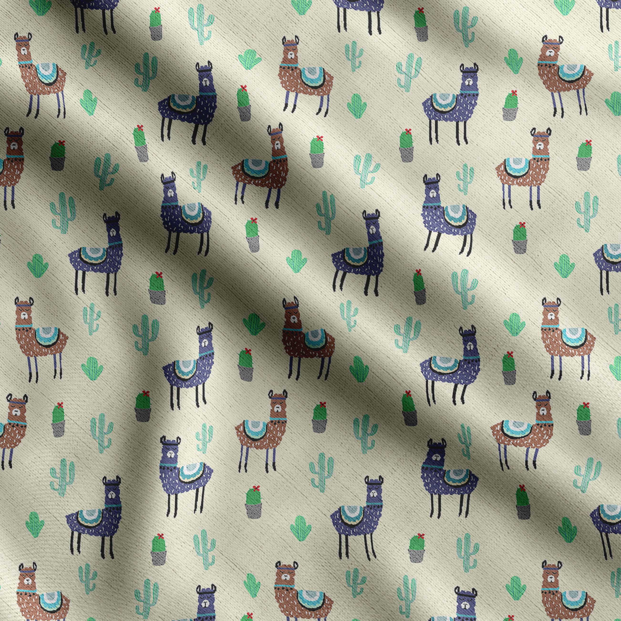 Soimoi Llama Alpaca Print,Cotton Cambric, Quilting Fabric Sold by The ...