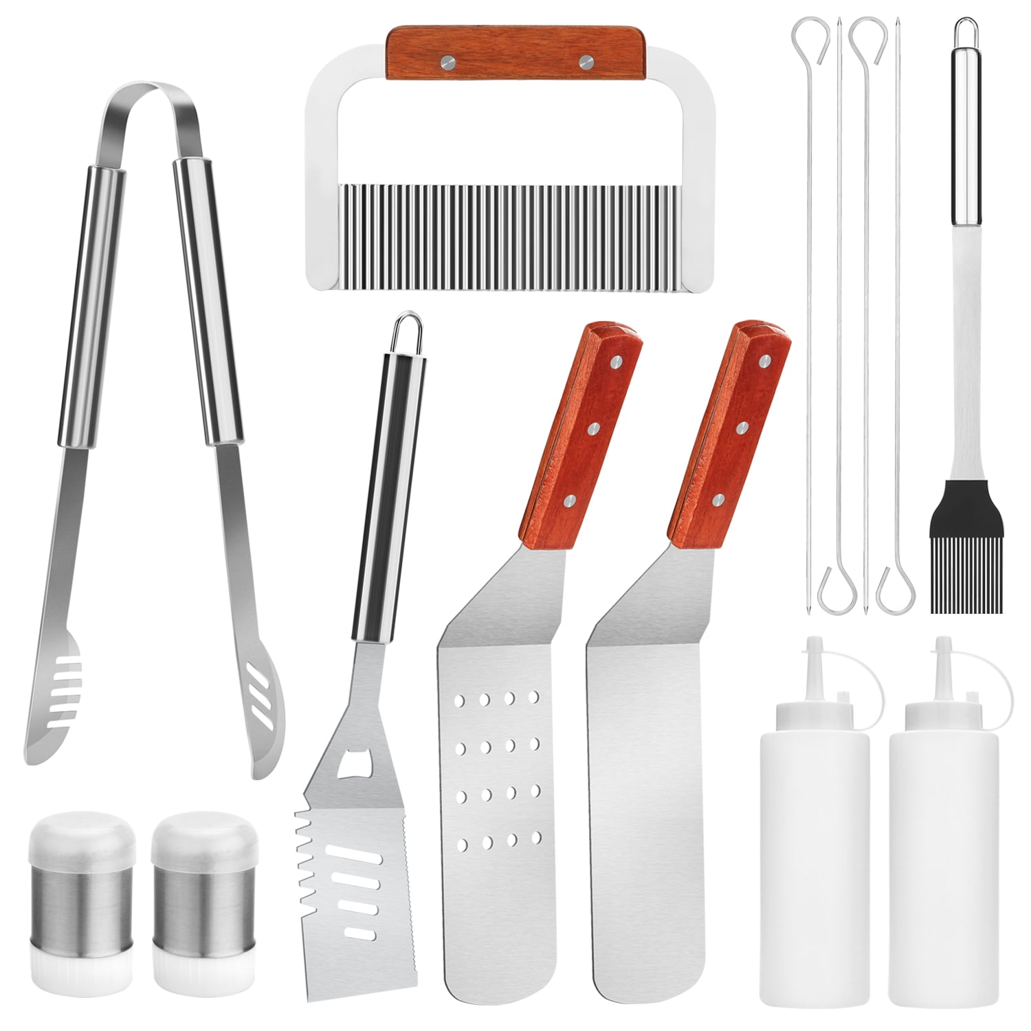 IMAGE BBQ Grill Tool Set, 14 Pack Heavy Duty Stainless Steel Grilling ...