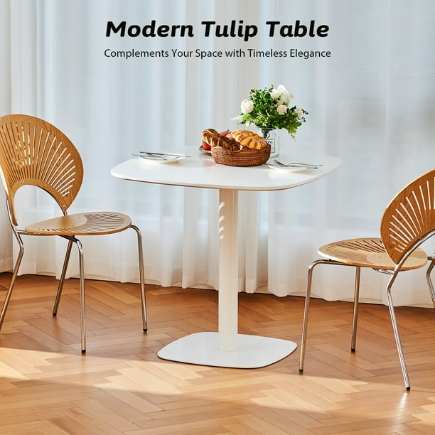32" Tulip Table Small Pedestal Table for 4 Modern Square Dining Room ...