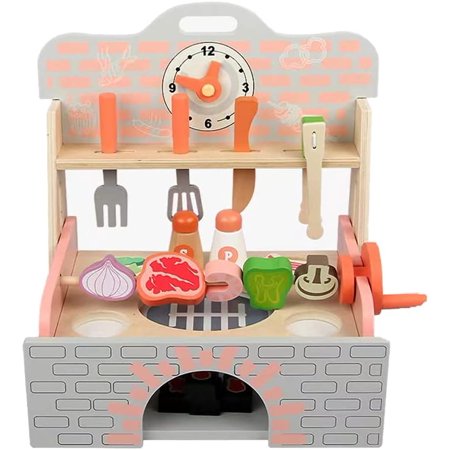 20 PCS Wooden Toy BBQ Play Kitchen, Sensory Play Activity, Pretend BBQ ...