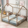 Bellemave Double Twin Size Floor Bed, Metal Shared Platform Beds for 2 ...