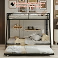 High-Stability Square Tube Bunk Bed, Featuring Ladder & Rolling Trundle ...