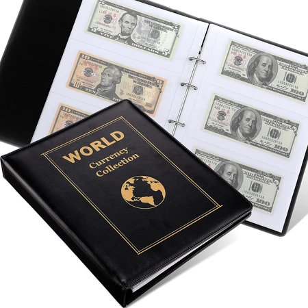 60 Pockets Leather Dollar Bill Holders for Collectors, World Currency ...