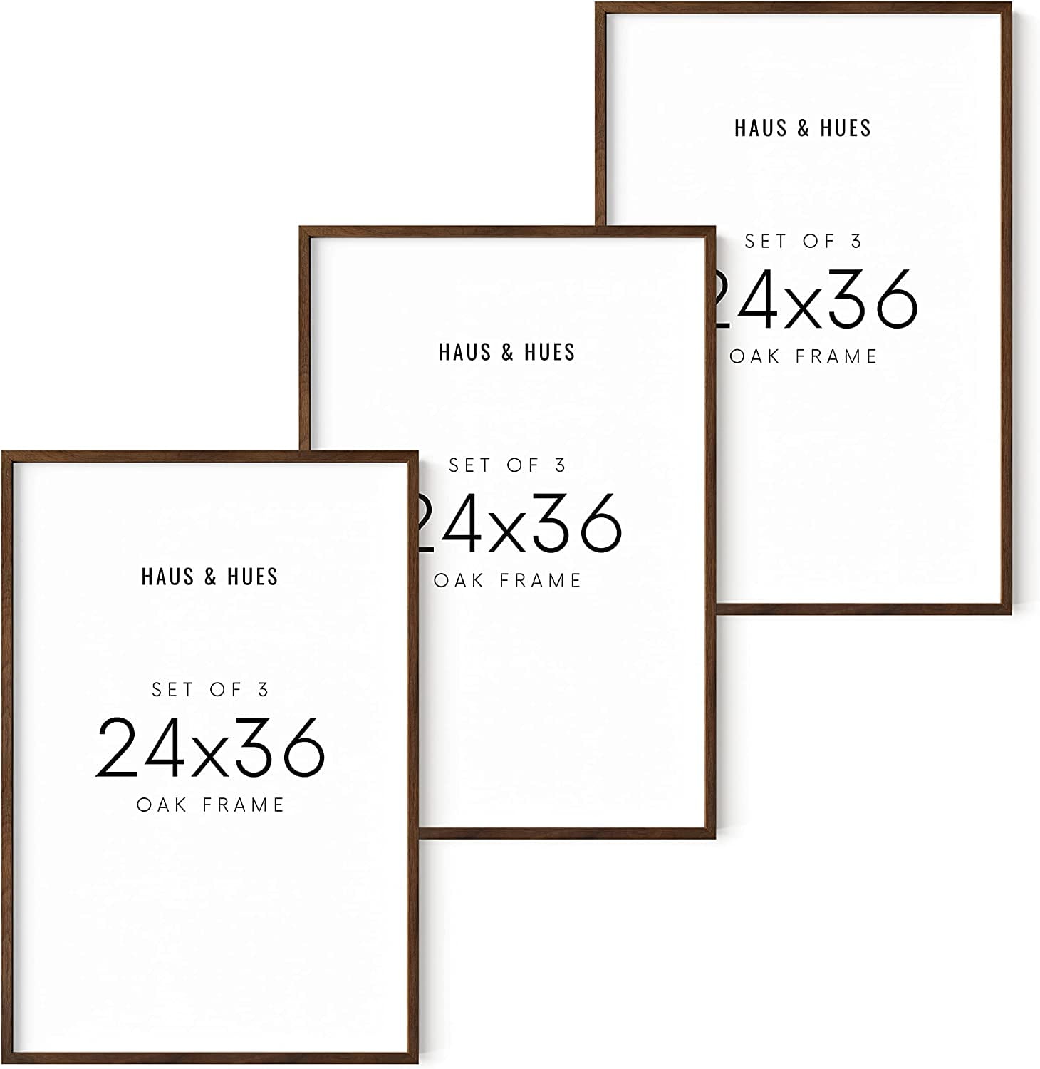 Haus and Hues 24x36 Frame Set of 3 - Walnut Big Poster Frames 24 x 36 Inches, 24x36 Poster Frame ...