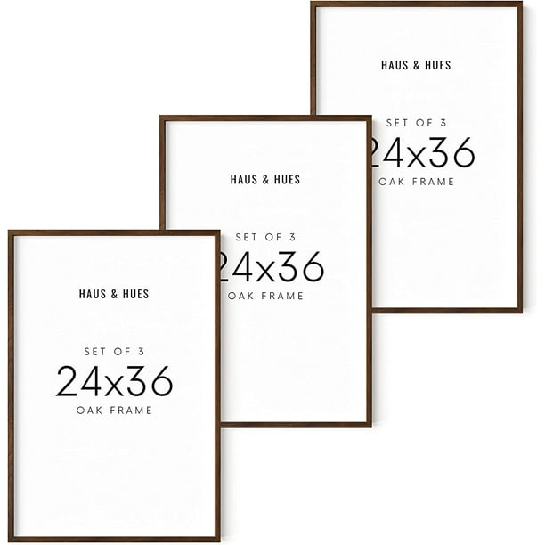 Haus and Hues 24x36 Frame Set of 3 - Walnut Big Poster Frames 24 x 36 ...