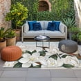 White Magnolia Outdoor Rug for Patio/Deck/Porch, Non-Slip Large Area ...