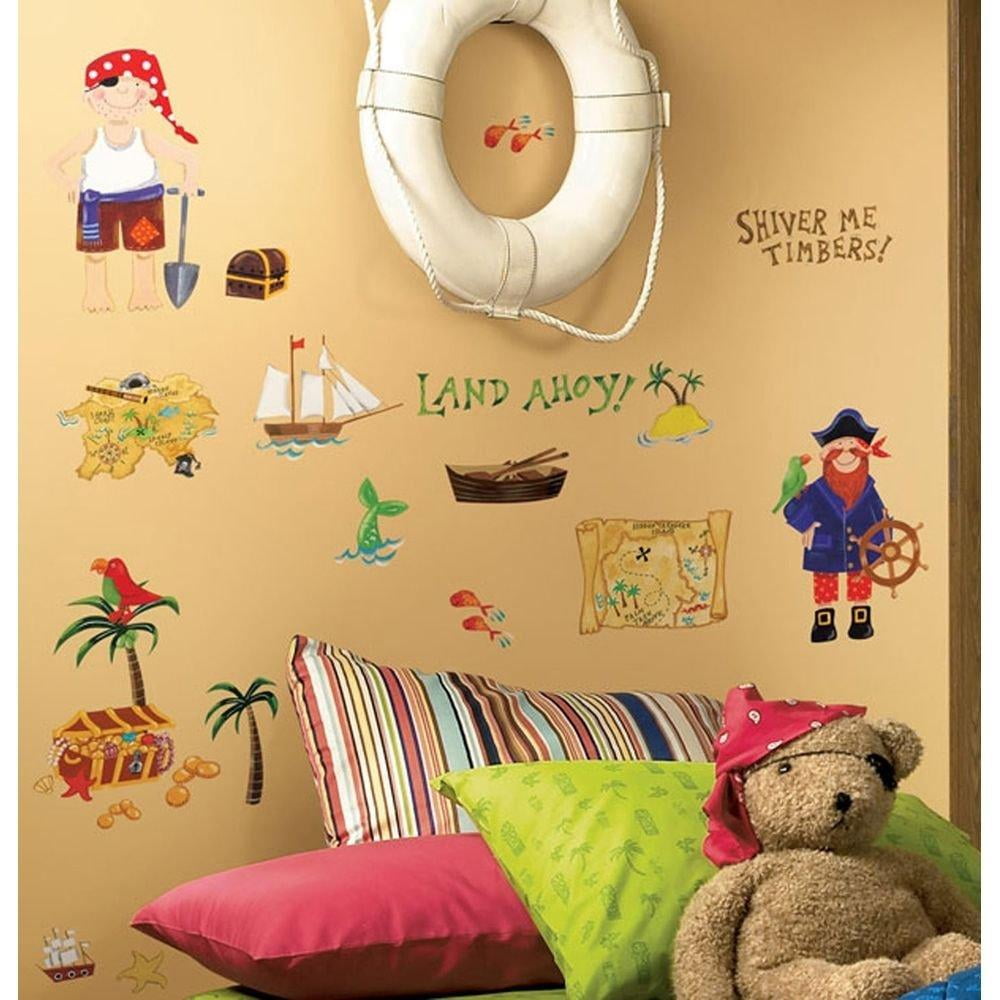 45 New TREASURE HUNT WALL DECALS Pirates Bedroom Stickers Kids Room ...