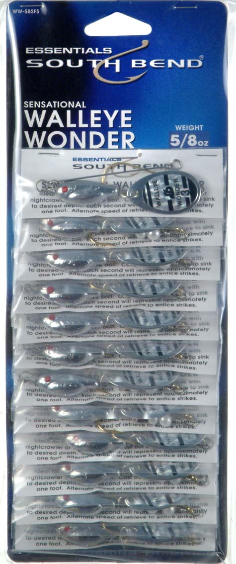 South Bend Walleye Wonder Freshwater Fishing Spinner Lure, Silver, 5/8 ...