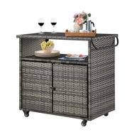 Best Choice Products Mobile Outdoor Table and Storage Cabinet w/ Hooks ...