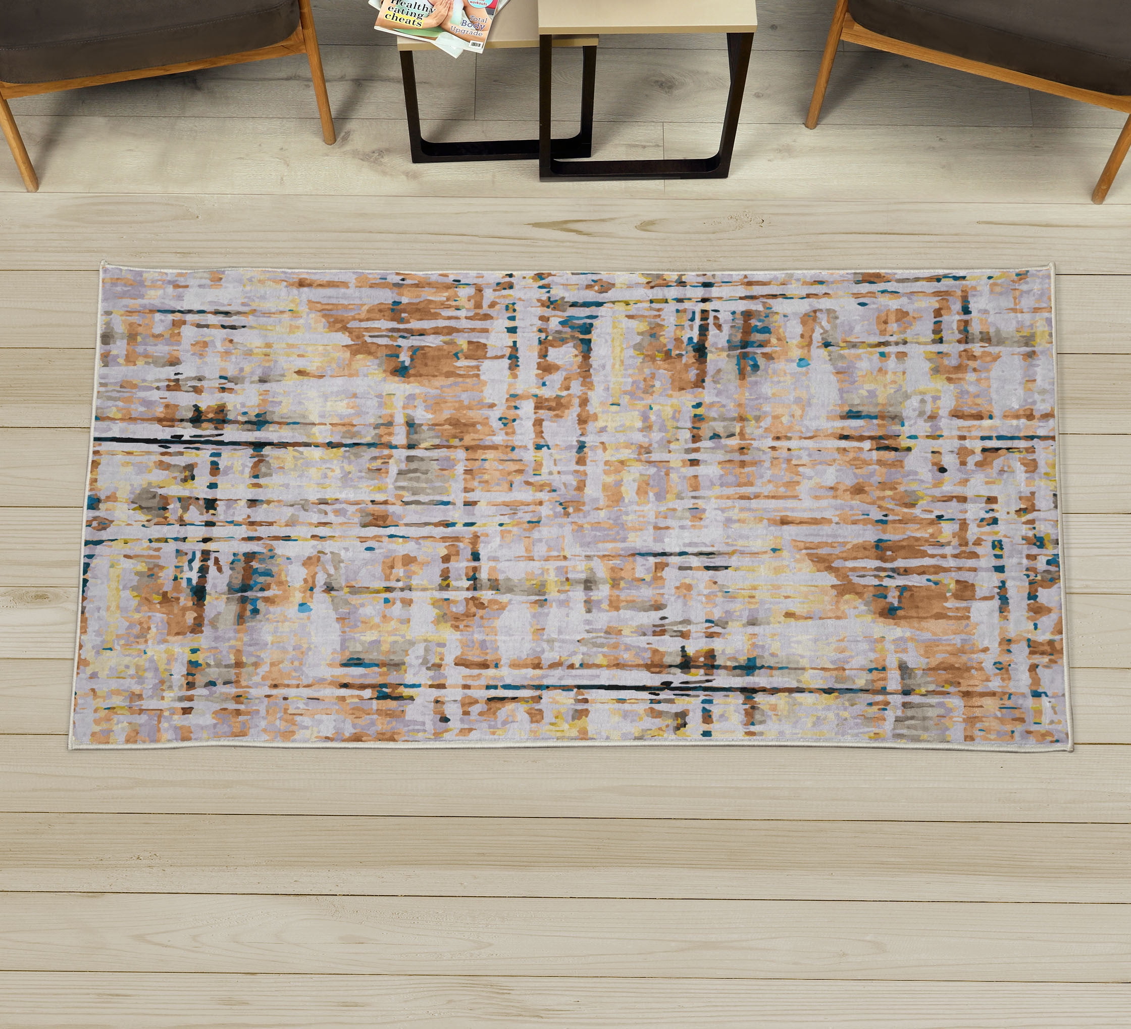 Grunge Decorative Rug, Abstract Paint Manifold Complicated Mixed and ...