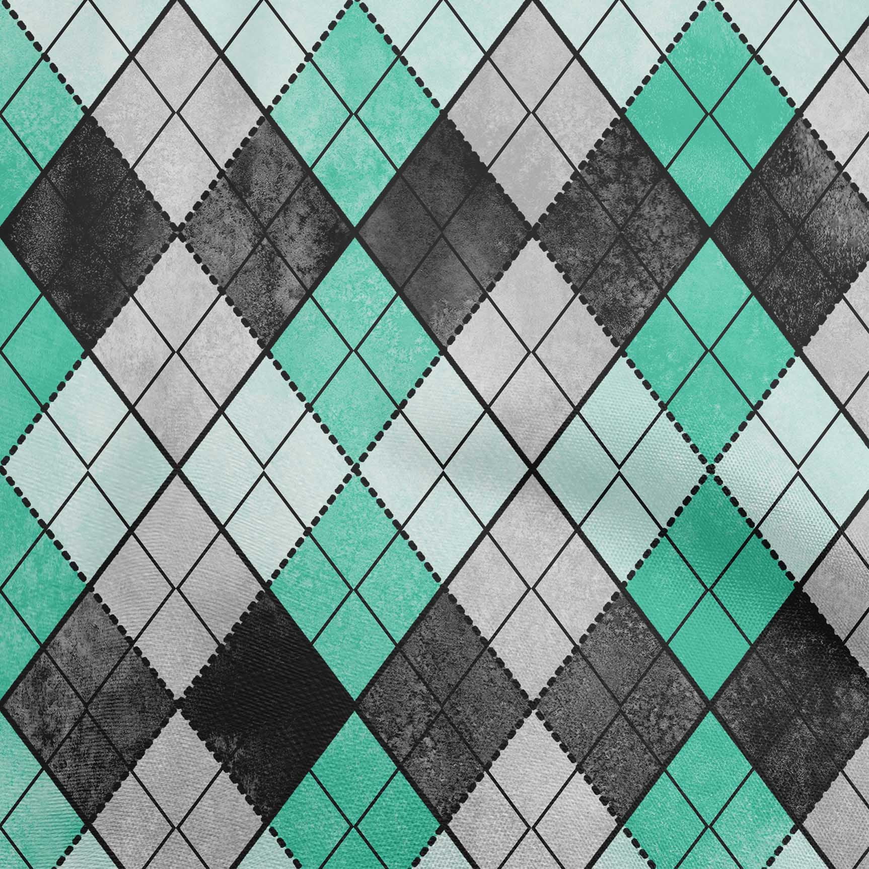 oneOone Silk Tabby Sea Green Fabric Argyle Fabric For Sewing Printed ...