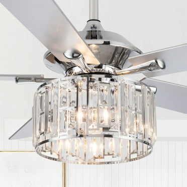 "52"" Modern Crystal Ceiling Fan with Lights for Living Room, Remote ...