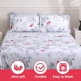 Floral Queen Size Bed Sheet Set, 6 Piece, Deep Pocket Light Grey Fitted ...