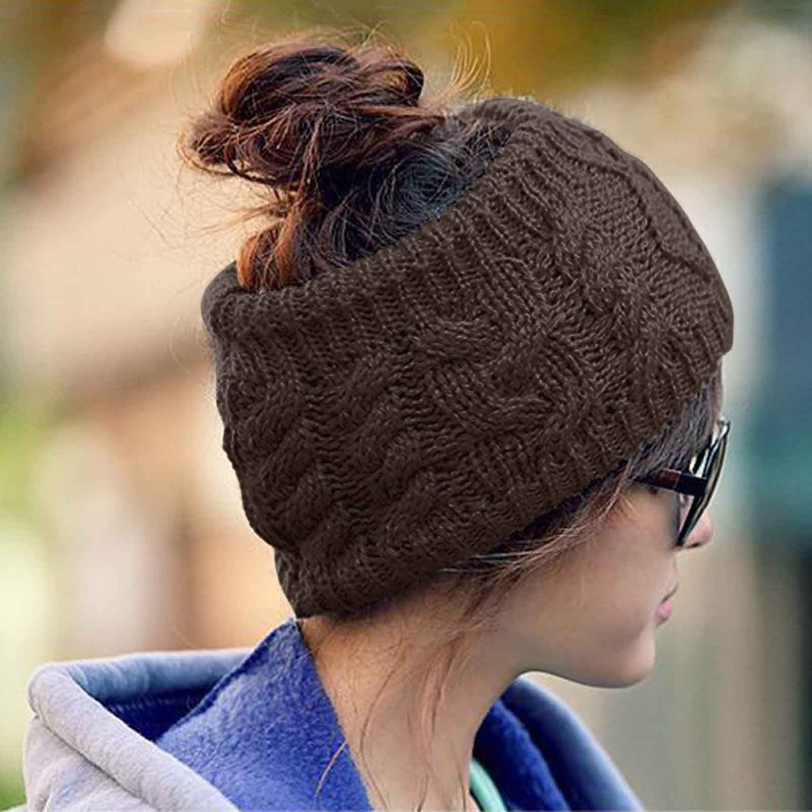 Frostluinai Winter Knit Crochet Turban Headband for Women Warm Bulky ...
